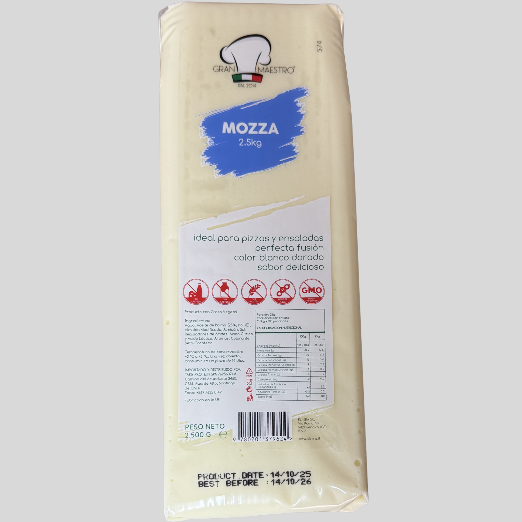 QUESO MOZZA BLOCK BARRA 2.5 KG – TAKE PROTEIN